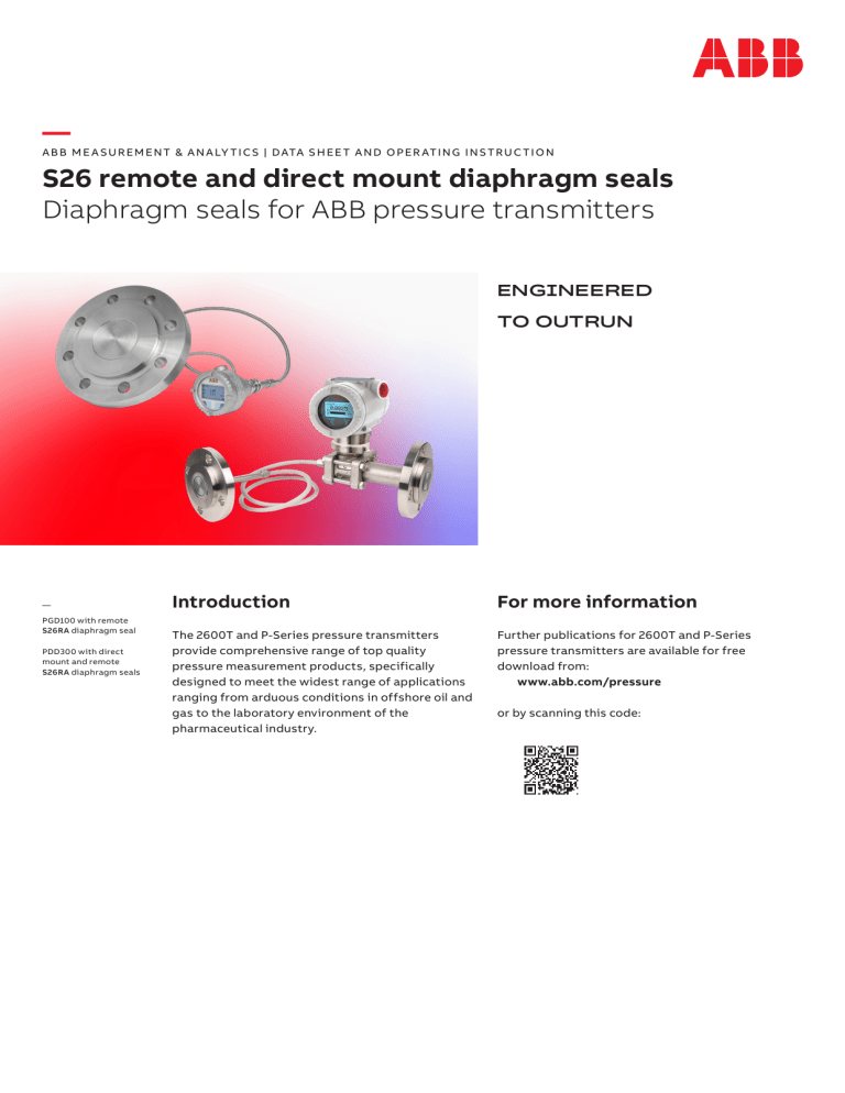 ABB S26 Diaphragm Seals Manual