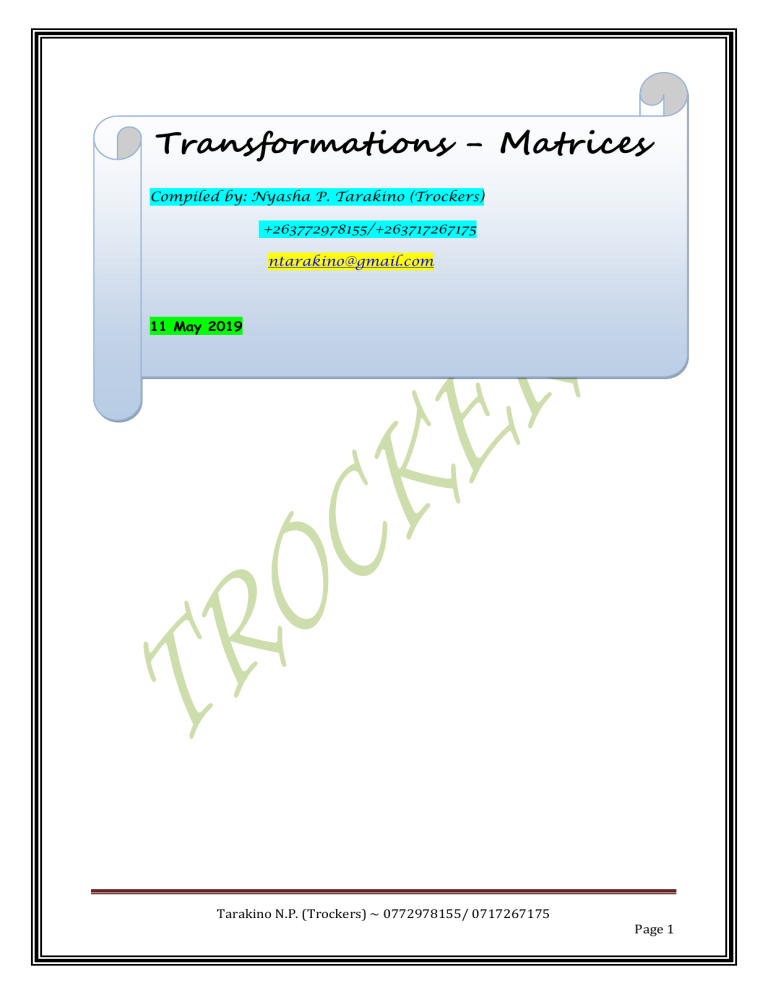 Matrices for Geometric Transformations