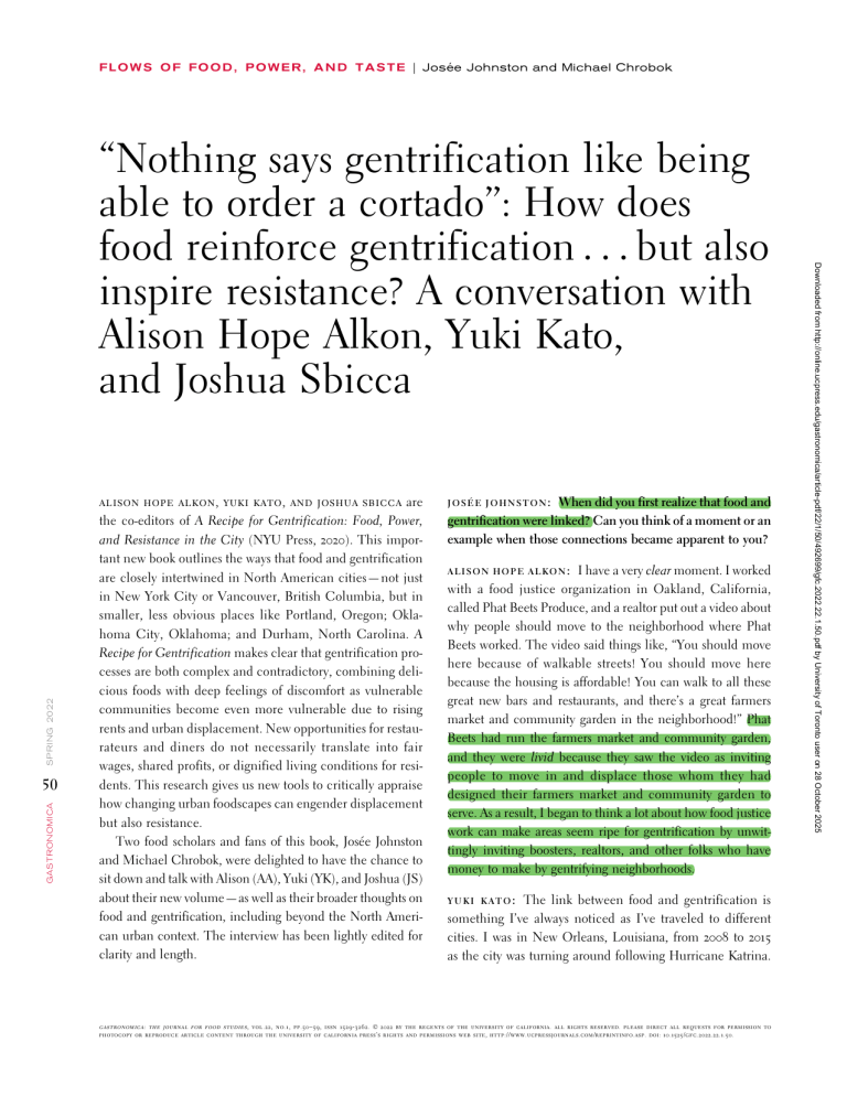 Food, Power, and Gentrification