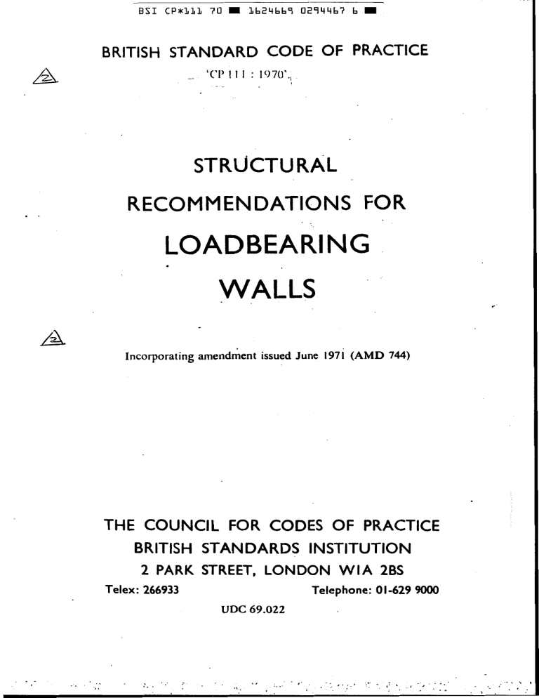 BSI CP 111: Loadbearing Walls Code