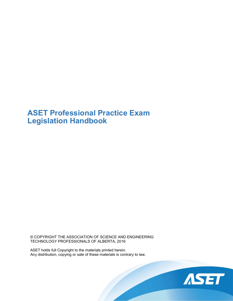 ASET Professional Practice Exam Legislation Handbook
