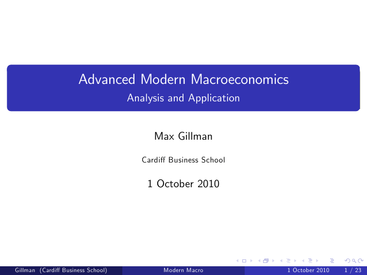 Advanced Modern Macroeconomics Presentation