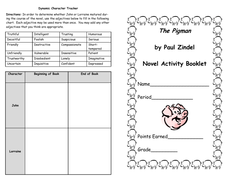 The Pigman Novel Activity Booklet PDF
