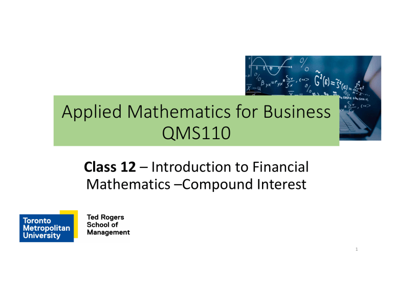 Applied Mathematics for Business: Compound Interest Lecture Slides