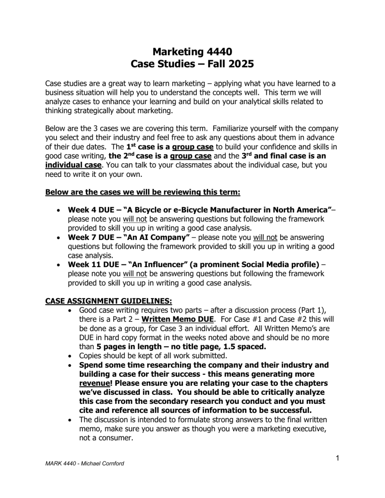 Marketing 4440 Case Study Guide Fall 2025
