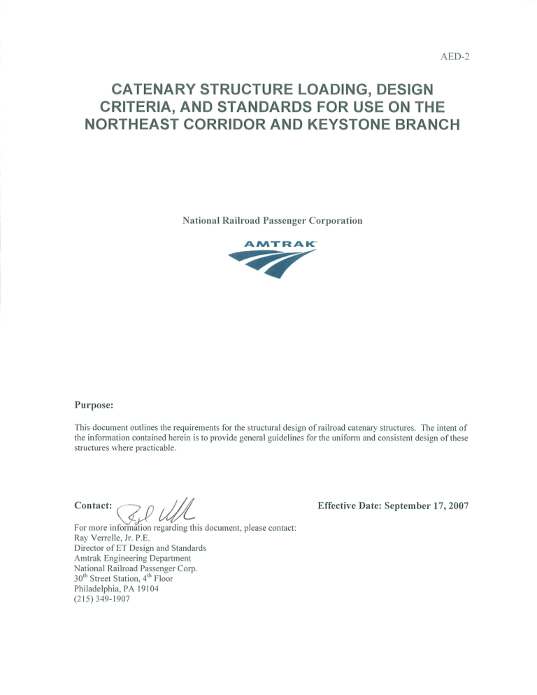 Amtrak AED-2 Catenary Structure Design