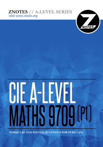 A-Level Maths 9709: Formulae & Solved Questions (Pure 1)