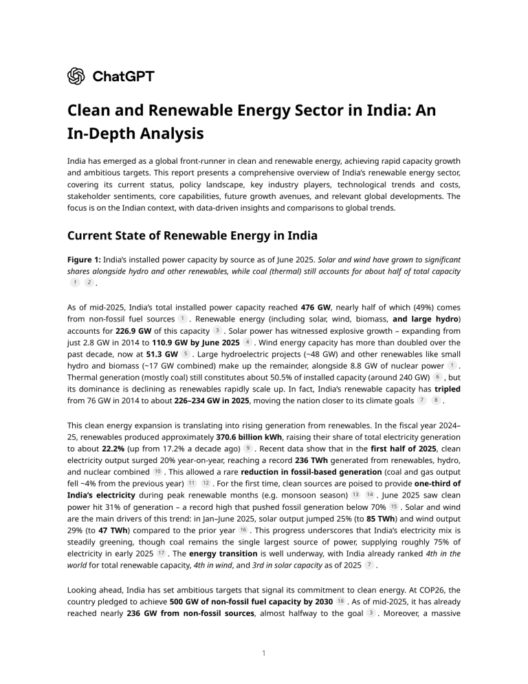 India's Clean Energy Sector Report