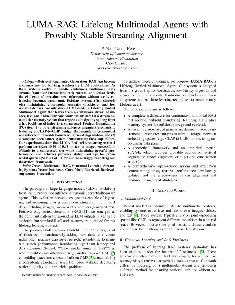 LUMA-RAG: Lifelong Multimodal RAG Agents