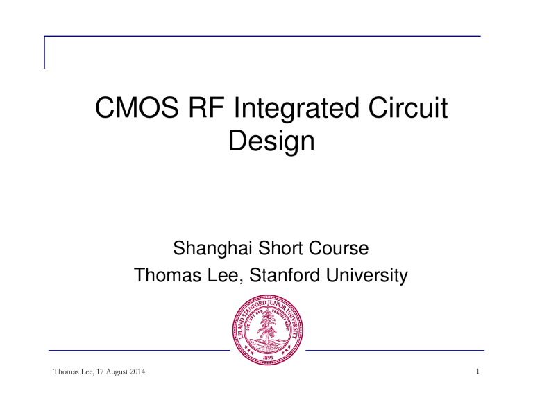 CMOS RF IC Design Lecture Slides