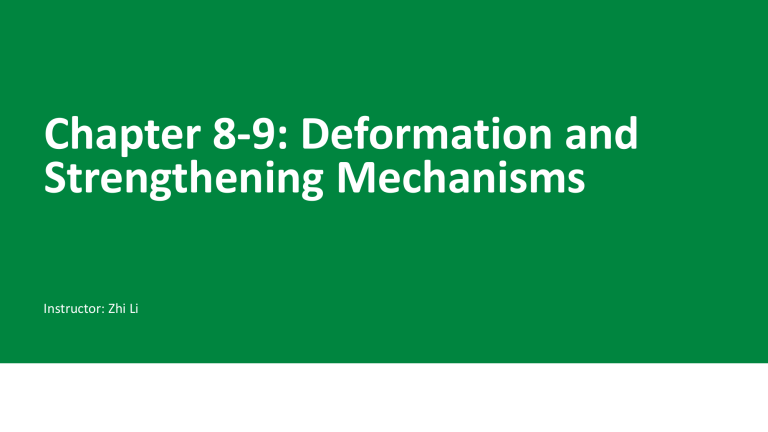 Deformation & Strengthening Mechanisms