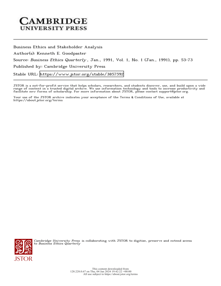Business Ethics & Stakeholder Analysis