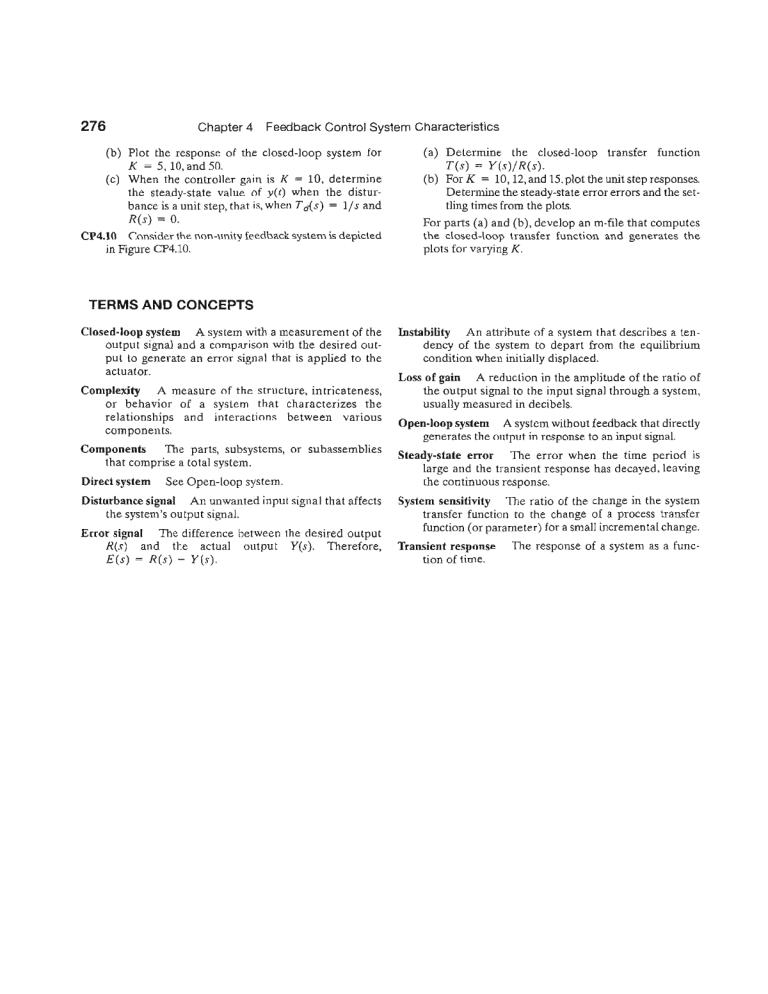 Feedback Control Systems Performance Analysis
