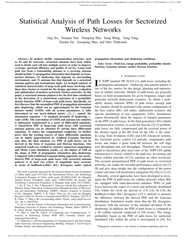 Statistical Path Loss Analysis in Wireless Networks