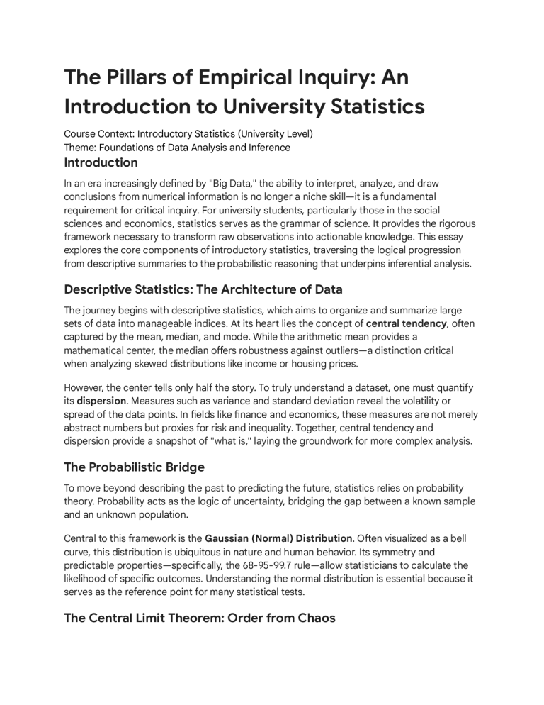 Intro to University Statistics & Data Analysis