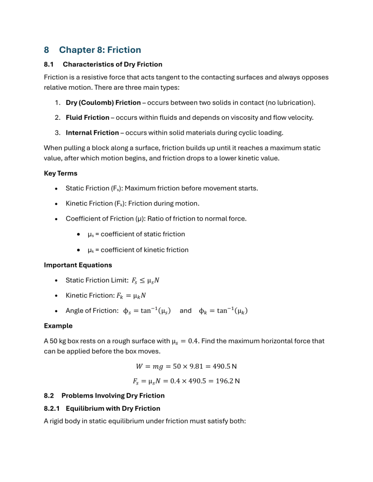 Chapter 8: Friction - Physics Textbook