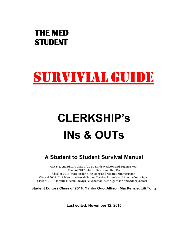Med Student Clerkship Survival Guide