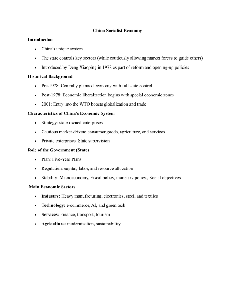 China Socialist Economy