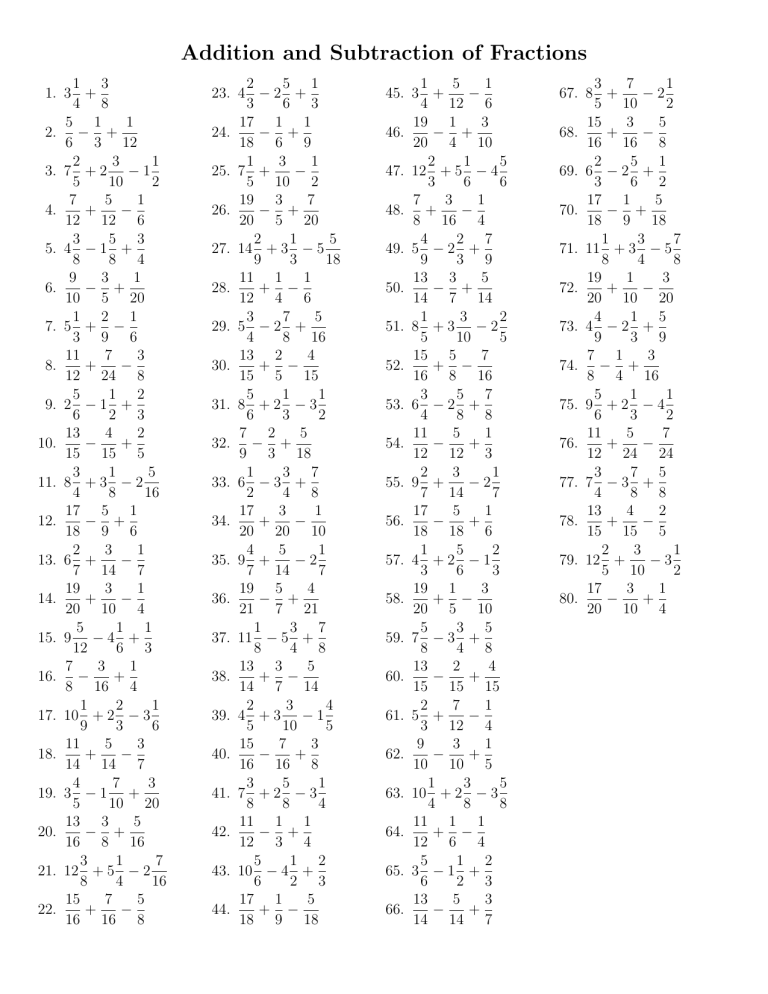 Natural Form Fractions Test