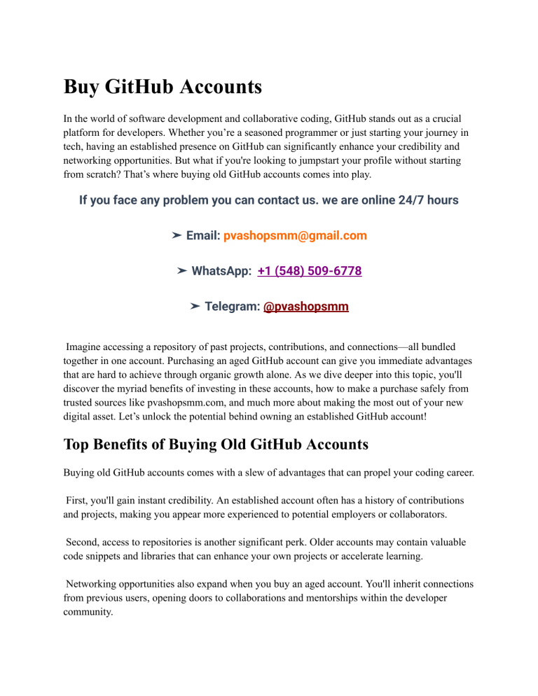 Best Place to Buy Old GitHub Accounts for Developers