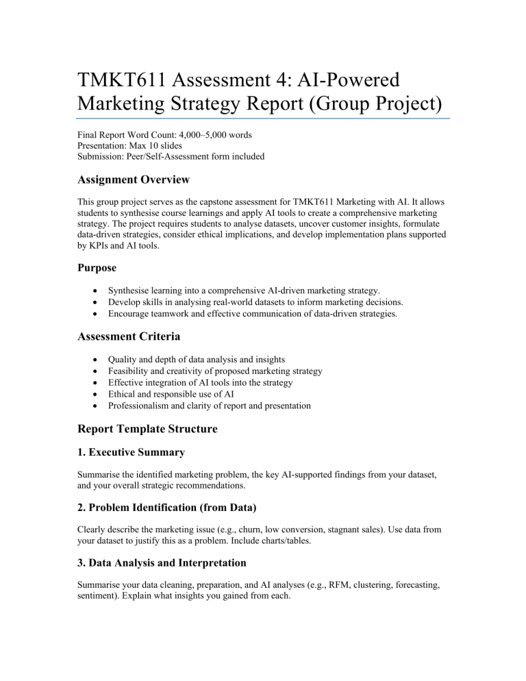 AI Marketing Strategy Report Guidelines