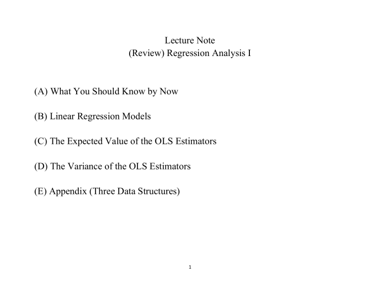 Regression Analysis Lecture Notes: OLS & CLRM