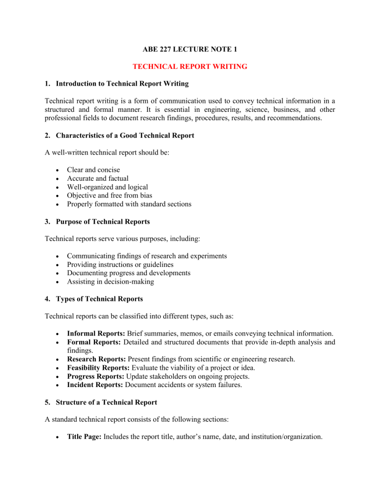 Technical Report Writing Guide