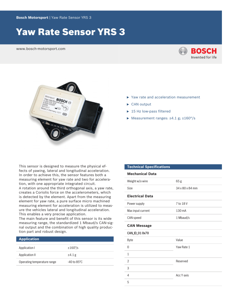 yaw rate sensor yrs 3