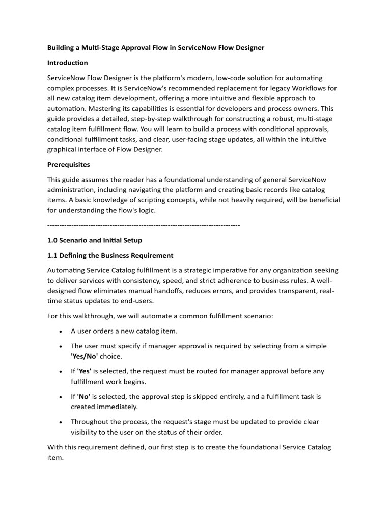 ServiceNow Flow Designer: Multi-Stage Approval Flow Guide