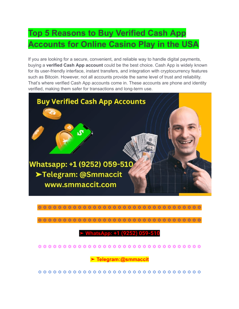 Top 5 Reasons to Buy Verified Cash App Accounts for Online Casino Play ...