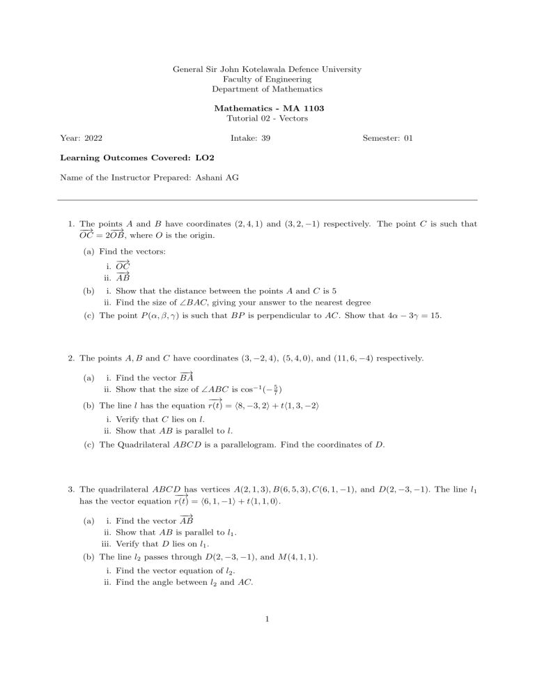 University Vector Math Tutorial
