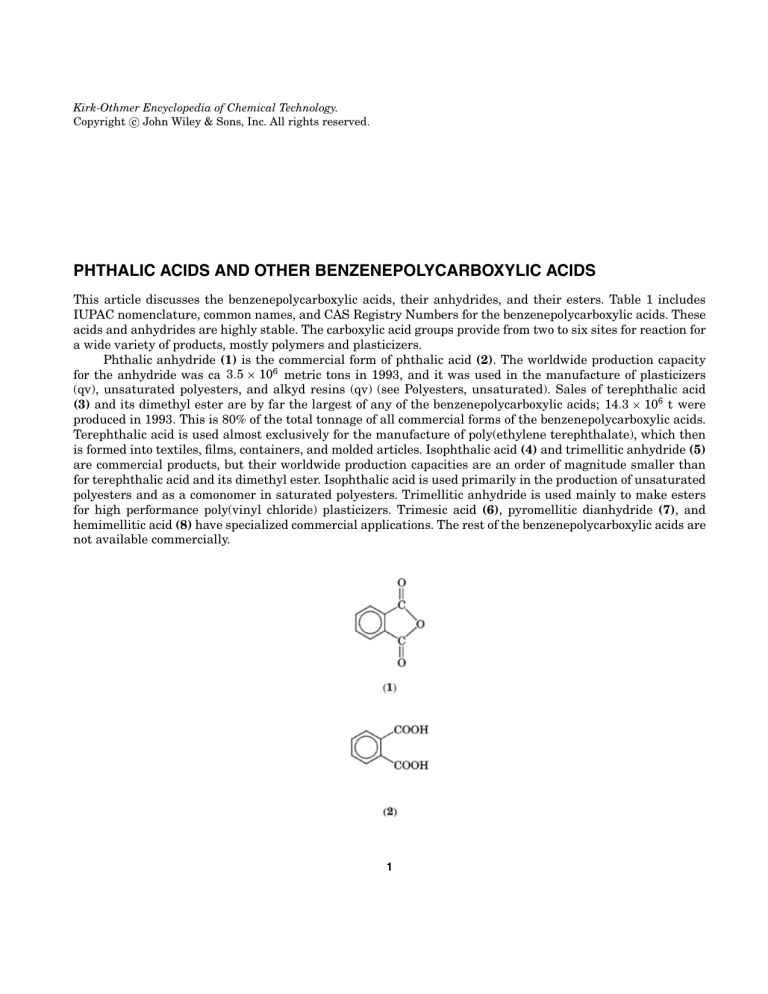 Phthalic Acids and Benzenepolycarboxylic Acids