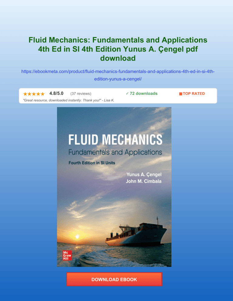 Fluid Mechanics Textbook by Cengel & Cimbala