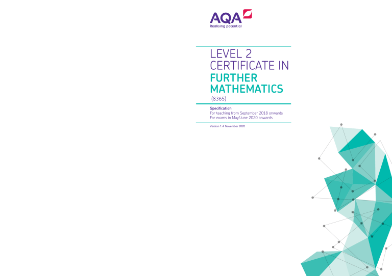 AQA Level 2 Further Maths Specification 2020