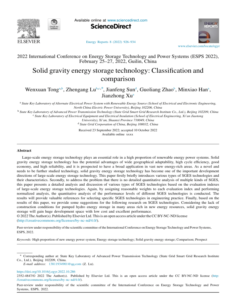 Solid Gravity Energy Storage: Classification and Comparison