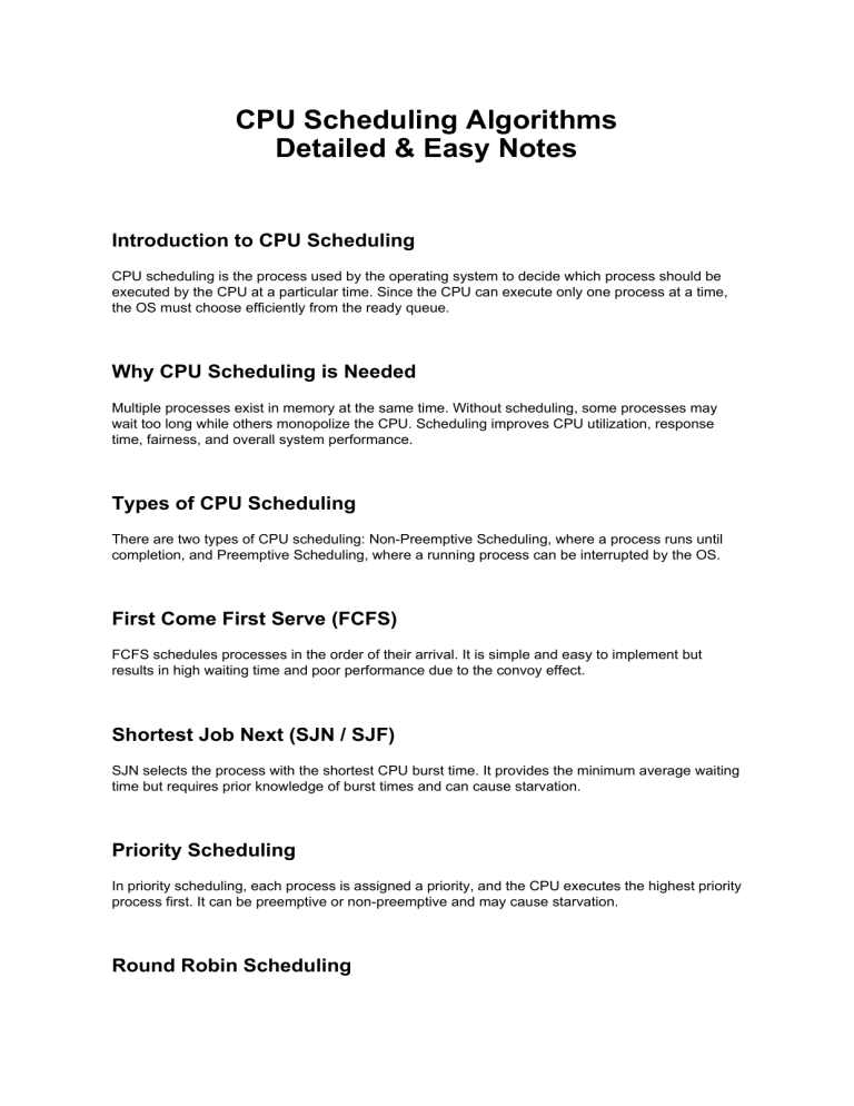 CPU Scheduling Algorithms Explained