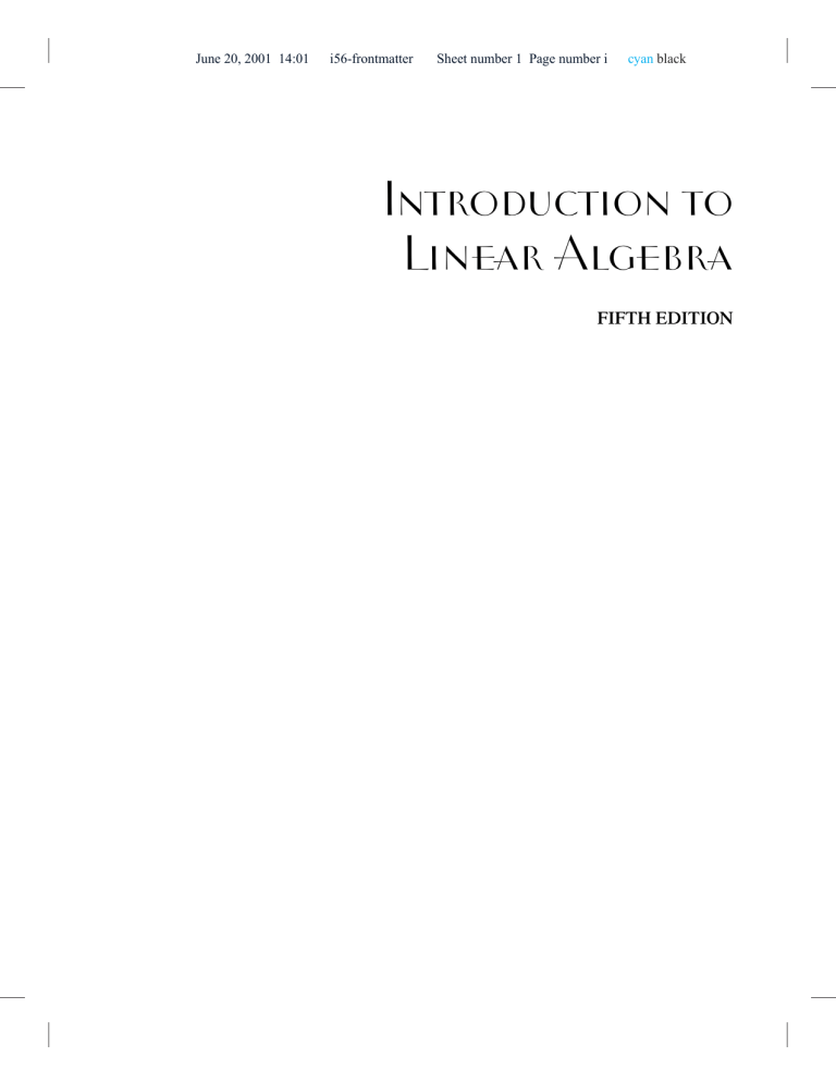 Introduction to Linear Algebra (5th Edition) Textbook