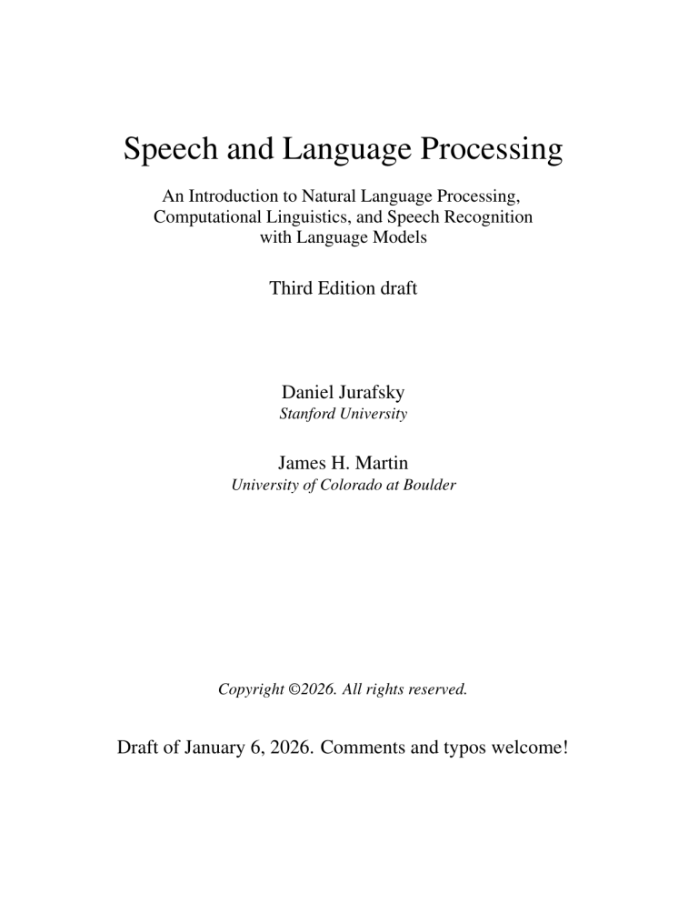 Speech & Language Processing Textbook | NLP Guide