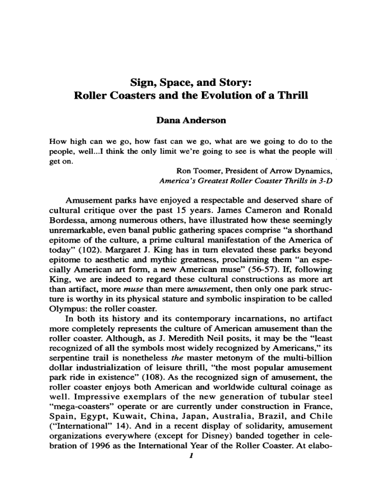 Roller Coasters: Sign, Space, and Story in Amusement Culture
