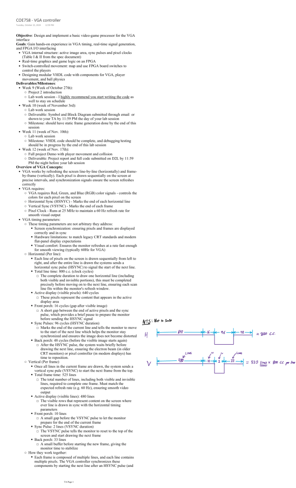 COE758 VGA Controller Project: Design & Implementation Guide