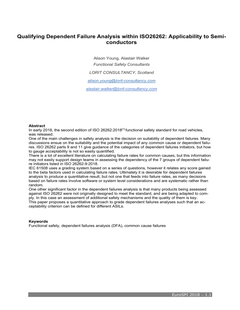 Dependent Failure Analysis in ISO 26262 for Semiconductors