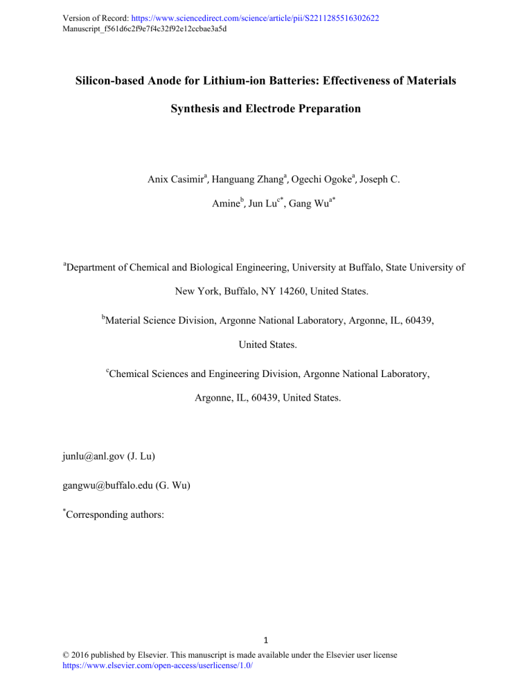 Silicon Anodes for Lithium-Ion Batteries Review