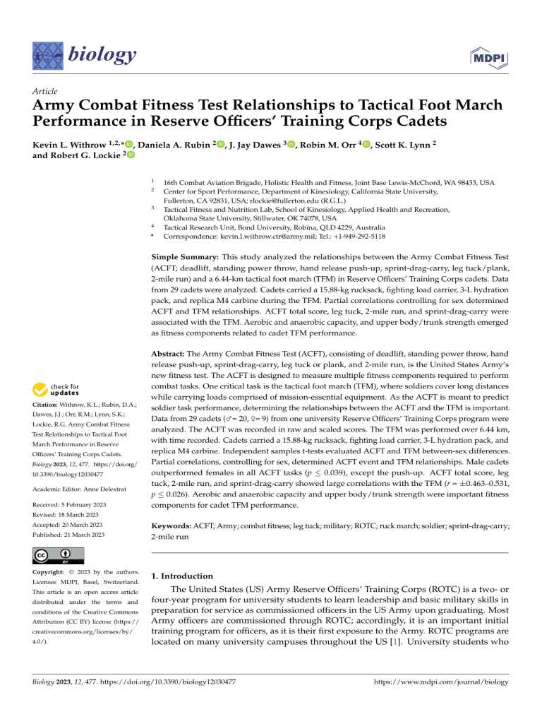ACFT & Tactical March Performance