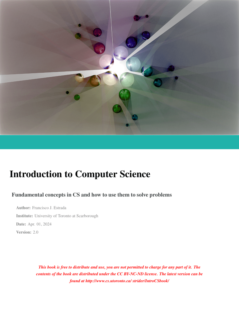 Introduction to Computer Science - Fundamental Concepts