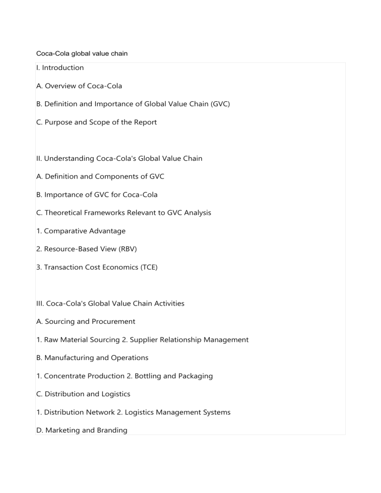 Coca-Cola Global Value Chain Analysis