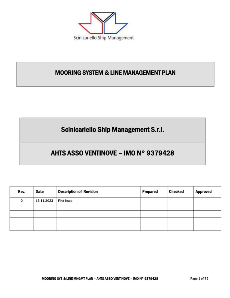 Mooring System & Line Management Plan for AHTS Vessel