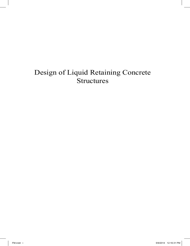 Design of Liquid Retaining Concrete Structures