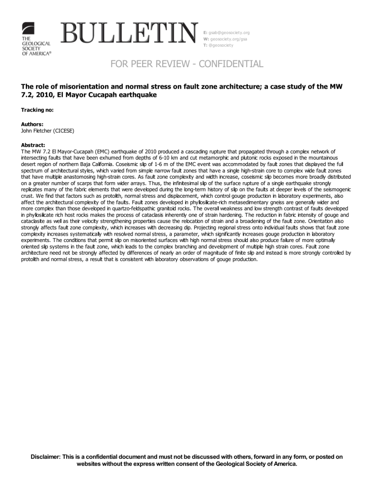 Fault Zone Architecture: El Mayor Cucapah Earthquake Case Study