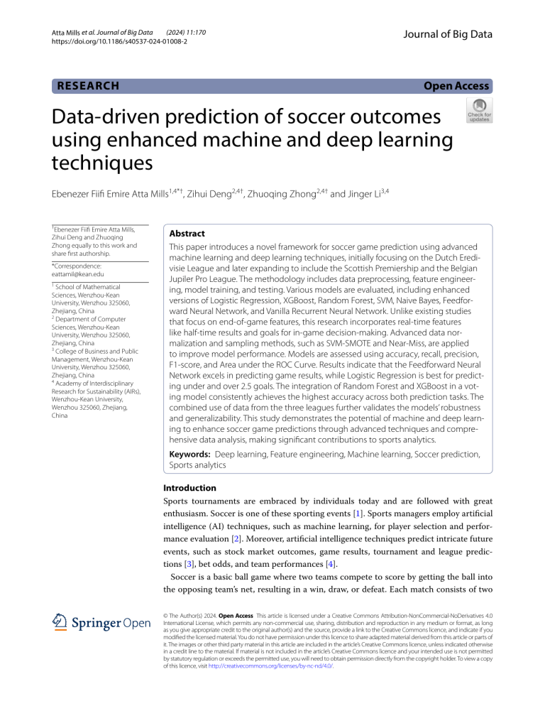 Soccer Prediction with Machine Learning