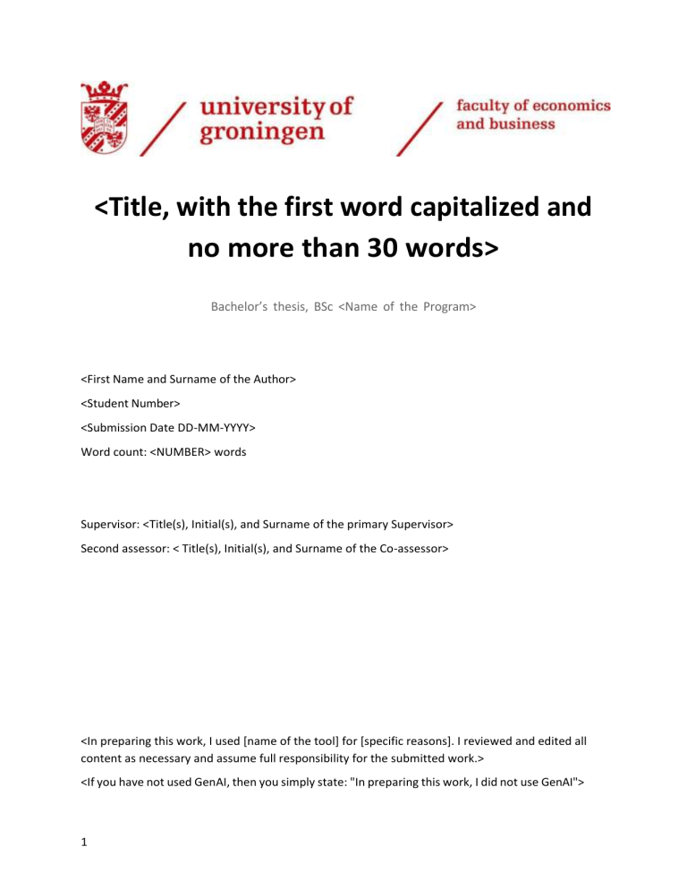 Bachelor Thesis Writing Template & Guide